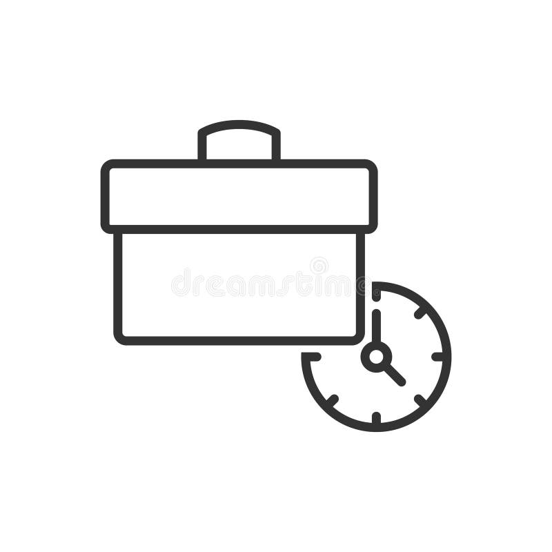 Briefcase with Clock Icon - Work Time Icon Stock Illustration ...