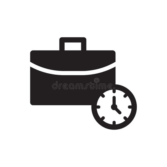 Briefcase with Clock Icon - Work Time Icon Stock Illustration ...