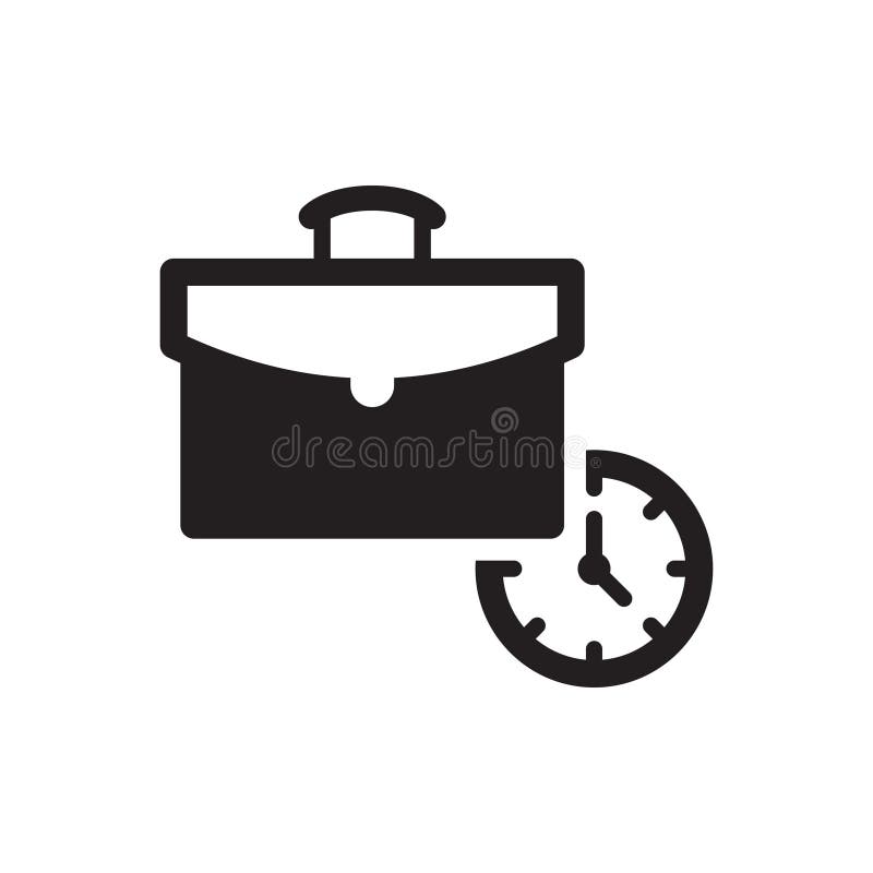 Briefcase with Clock Icon - Work Time Icon Stock Vector - Illustration ...