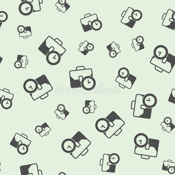 Briefcase with Clock Solid Seamless Pattern, Remote Work Theme. Vector ...