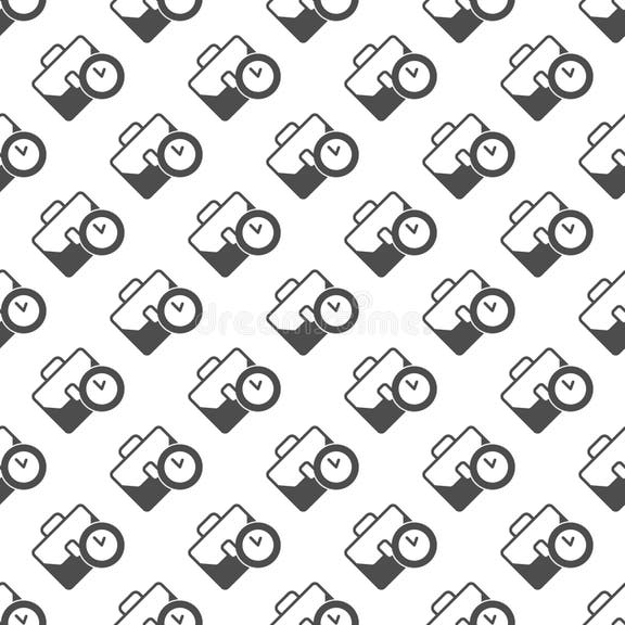 Briefcase with Clock Solid Seamless Pattern, Remote Work Theme. Vector ...