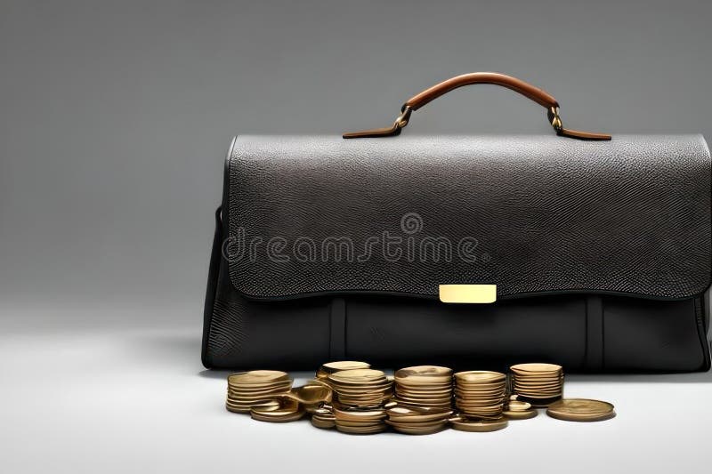 Briefcase and Coins. AI Generative Stock Illustration - Illustration of ...