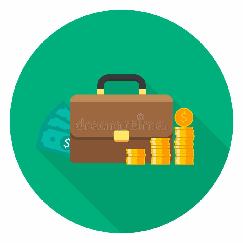 Briefcase, Dollar Money Cash Icon, Gold Coin Stack Icon Vector Isolated ...