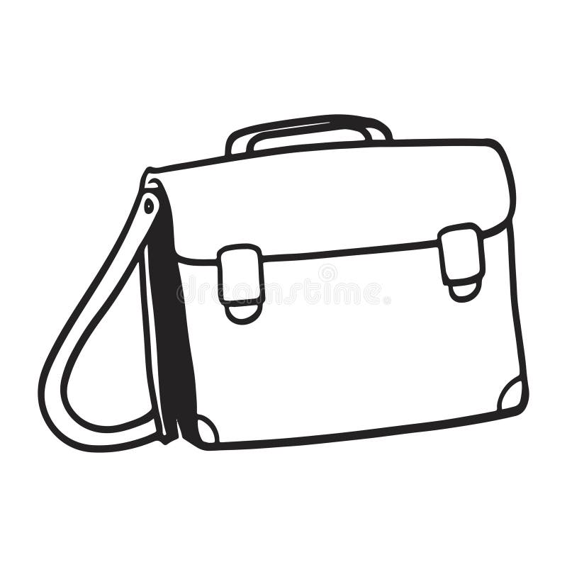 Briefcase Drawing Object. Laptop Bag with Shoulder Strap Stock Vector ...