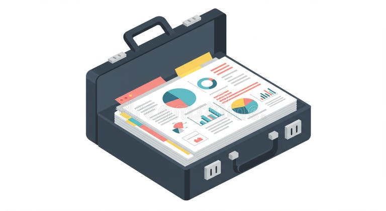 A Briefcase Filled with Documents Featuring Various Charts and Graphs ...