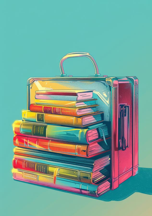 Briefcase Filled with Language Books and Dictionaries, Representing the ...