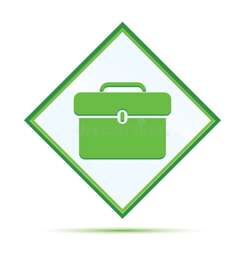 Briefcase Icon Modern Abstract Green Diamond Button Stock Illustration ...