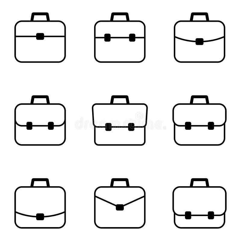 Briefcase Icon Set Suitcase Portfolio Symbol Business Briefcase Icon