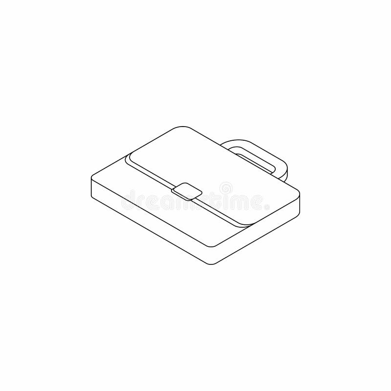 Briefcase Left View Black Outline Icon Vector Isometric Stock Vector ...