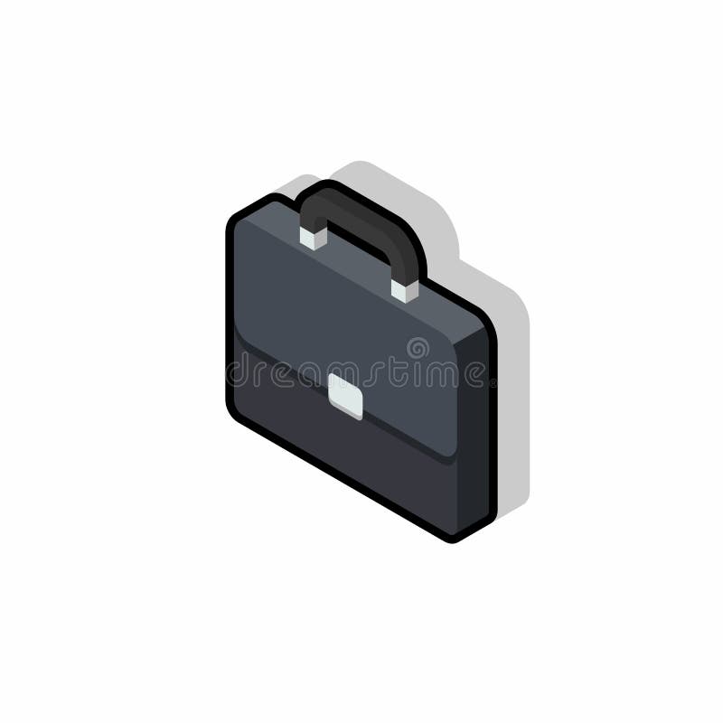 Briefcase Left View Black Stroke and Shadow Icon Vector Isometric Stock ...