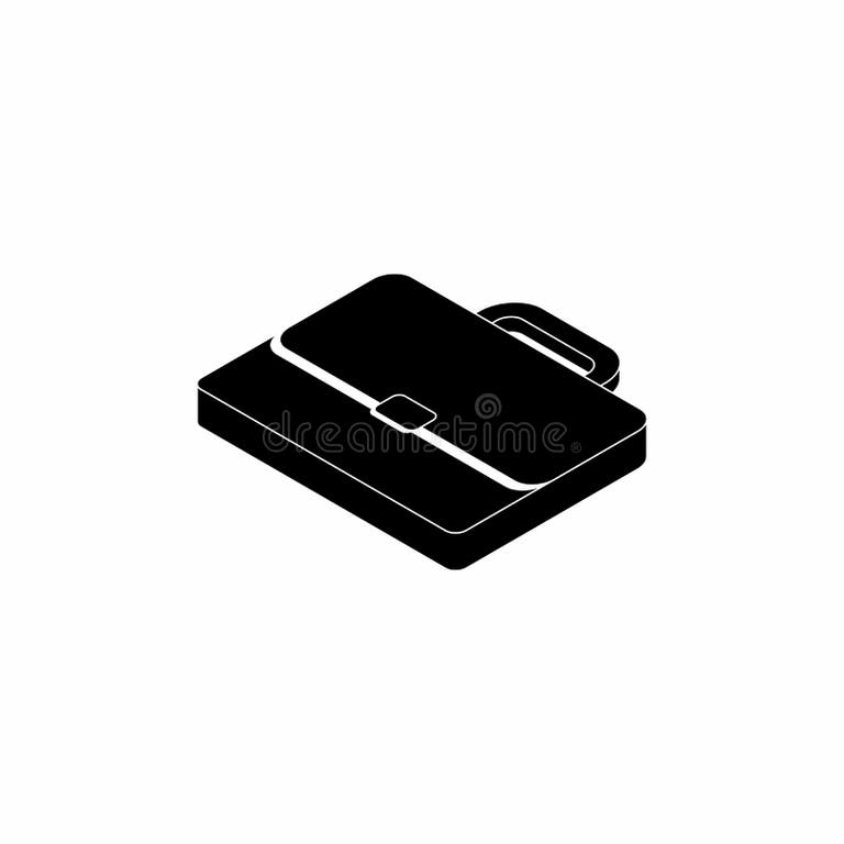 Briefcase Left View White Outline Icon Vector Isometric Stock Vector ...