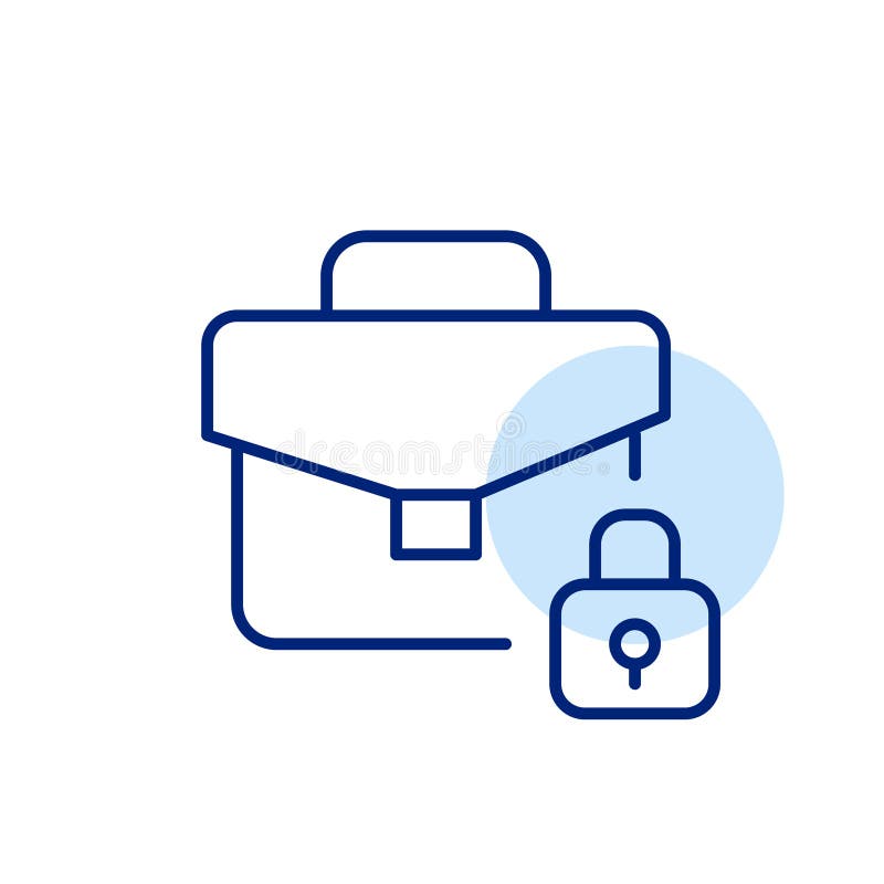 Briefcase and Lock. Confidential Business, Secure Portfolio. Pixel ...