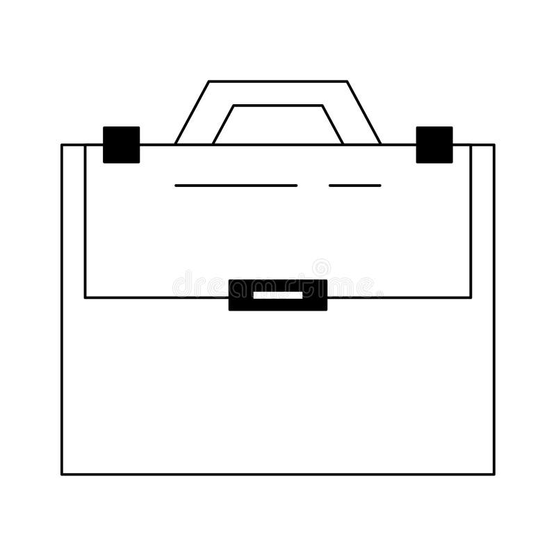Briefcase Sealed with Handle Isolated in Black and White Stock Vector ...