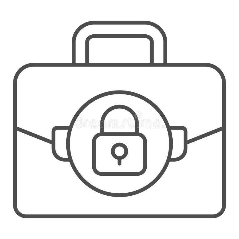 Briefcase with Secure Lock Thin Line Icon, Documents Safety Concept ...