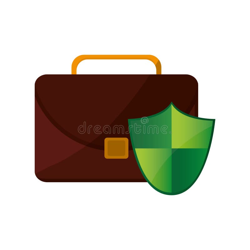Briefcase and shield icon stock vector. Illustration of lock - 80478912