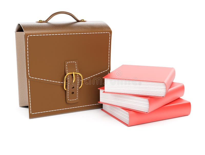 Briefcase and Stack of Books Stock Illustration - Illustration of ...