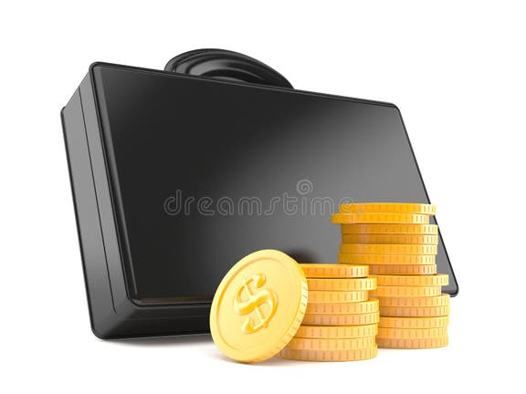 Briefcase with Stack of Coins Stock Illustration - Illustration of case ...