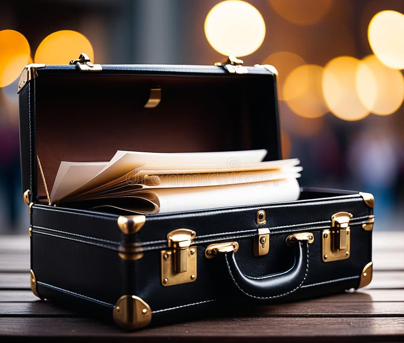 Briefcase with a Stack of Papers Inside. Generative AI Stock ...