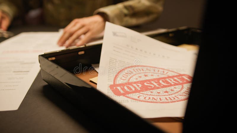 Briefcase with Top Secret Documetns Stock Photo - Image of soldier ...