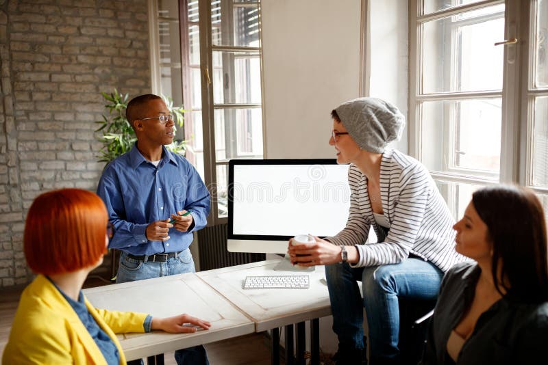 Briefing in company stock photo. Image of manager, american - 127477260