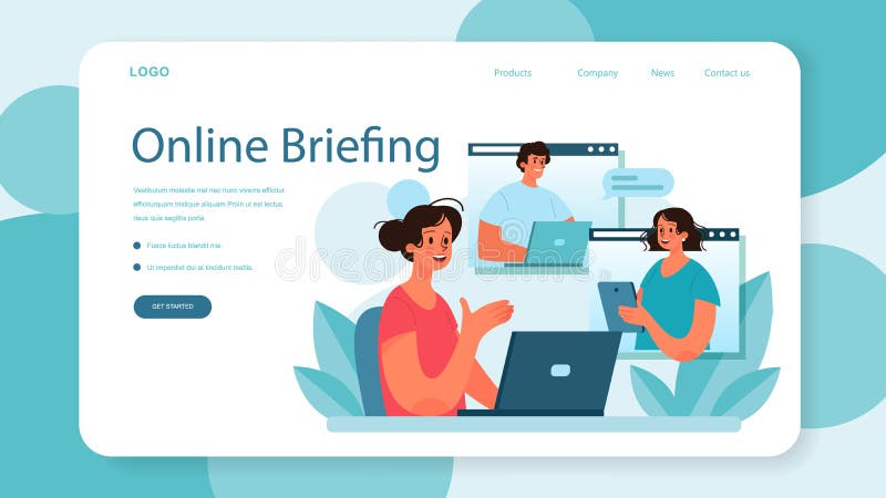 Briefing Web Banner or Landing Page. Business People in Front of Co ...