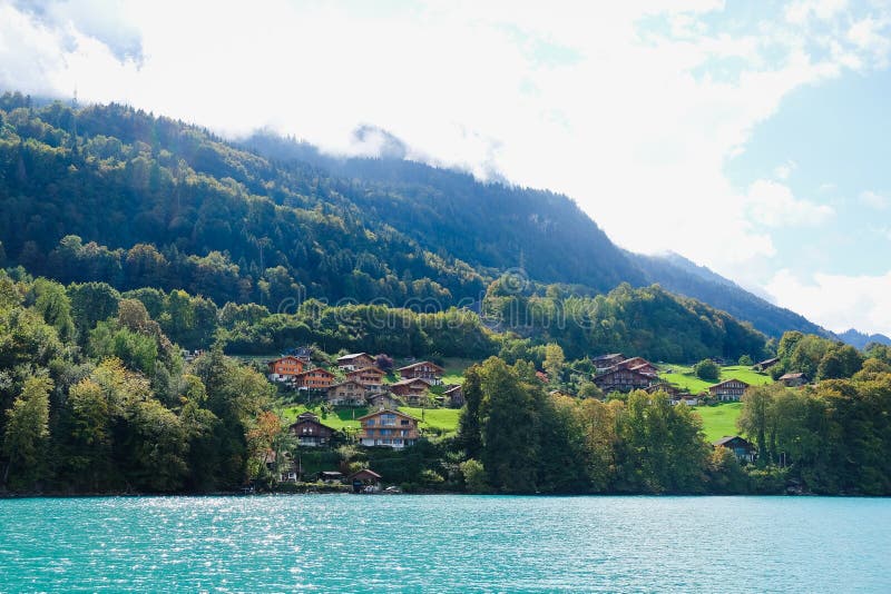 Brienz cruise stock photo. Image of green, village, lake - 80593916