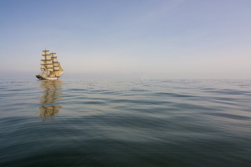 Brig Drifting at Dead Calm Sea Stock Photo - Image of sailingship, wind ...