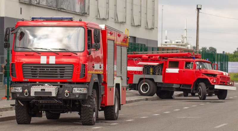 A Brigade of Firefighters Deploys Equipment for Tasks Stock Image ...