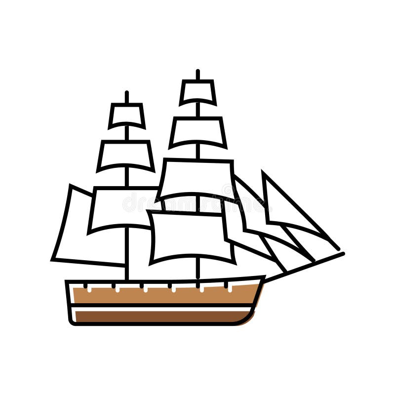 Brigantine Ancient Ship Color Icon Vector Illustration Stock Vector ...