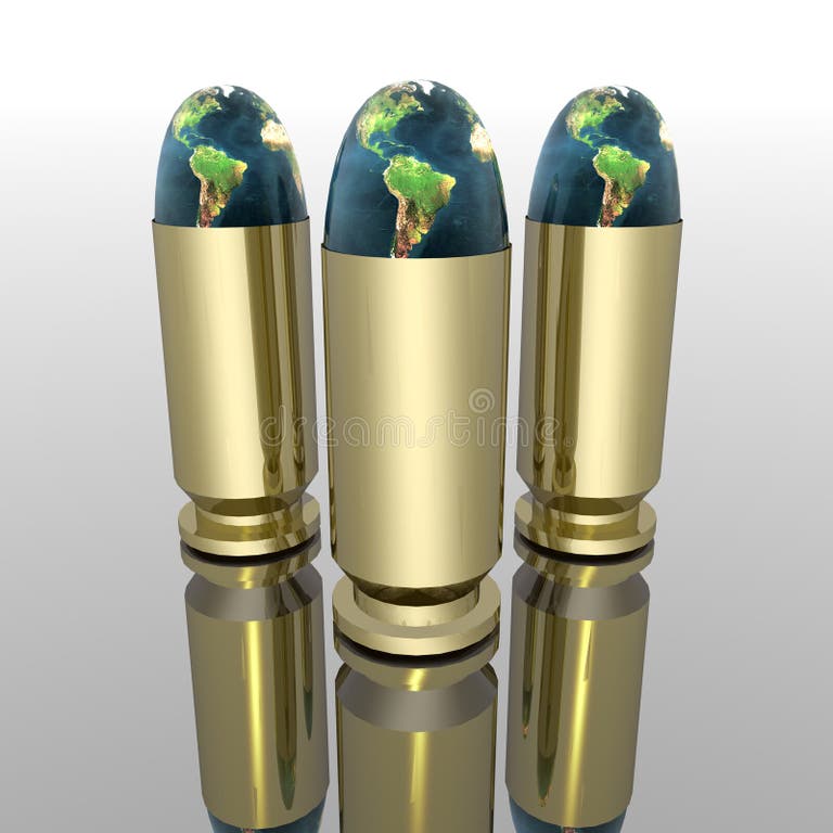 Bright 3D golden bullet stock illustration. Illustration of magazine ...