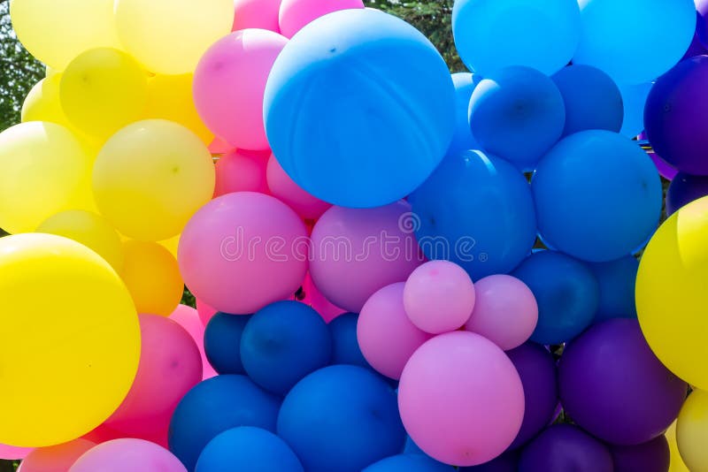 Bright Abstract Background of Jumble of Rainbow Colored Balloons ...