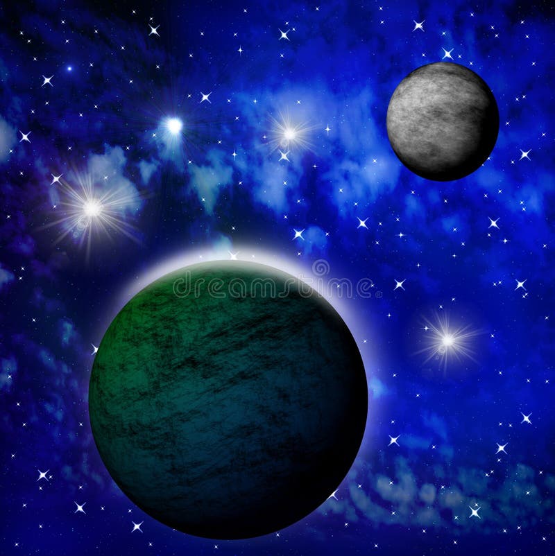 Bright Abstract Celestial Landscape , Collage Stock Illustration ...