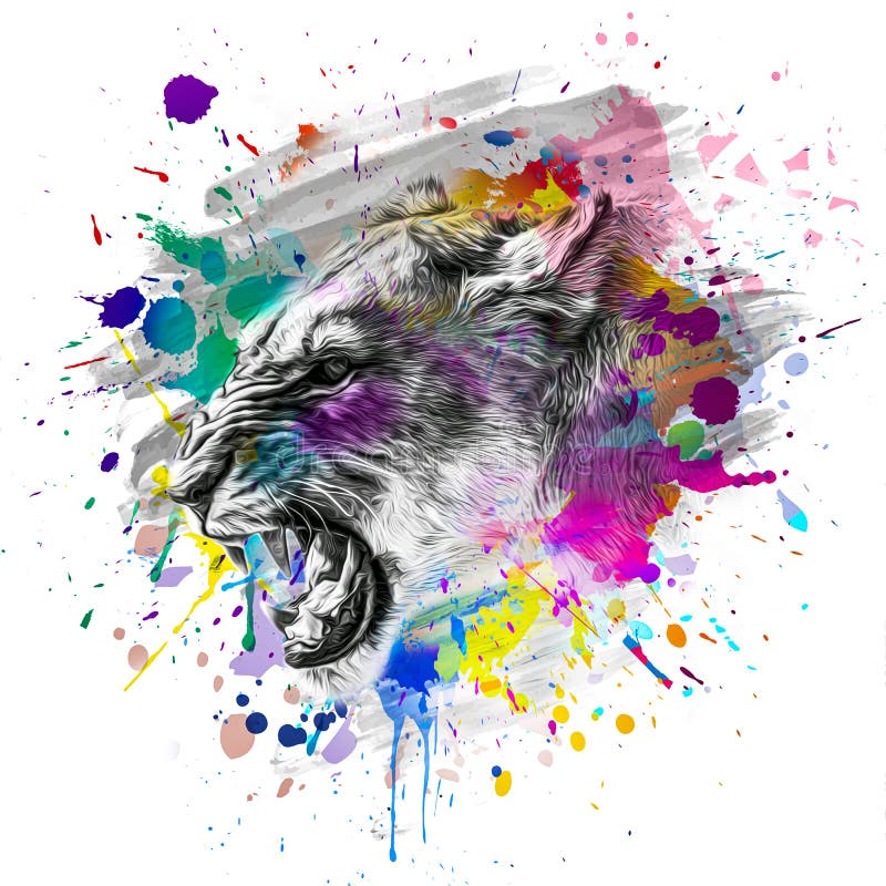Bright Abstract Colorful Background with Tiger Stock Illustration ...