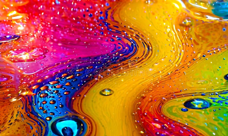 Bright Abstract Colorful Liquid Background with Drops and Bubbles Stock ...