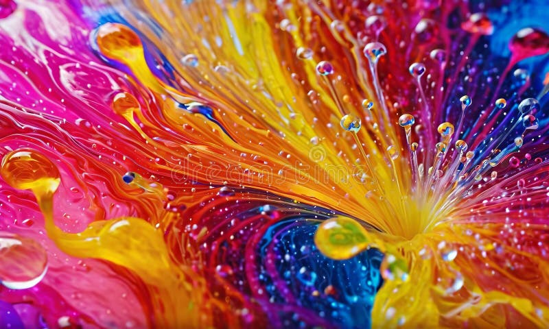 Bright Abstract Colorful Liquid Background with Drops, Splash and ...