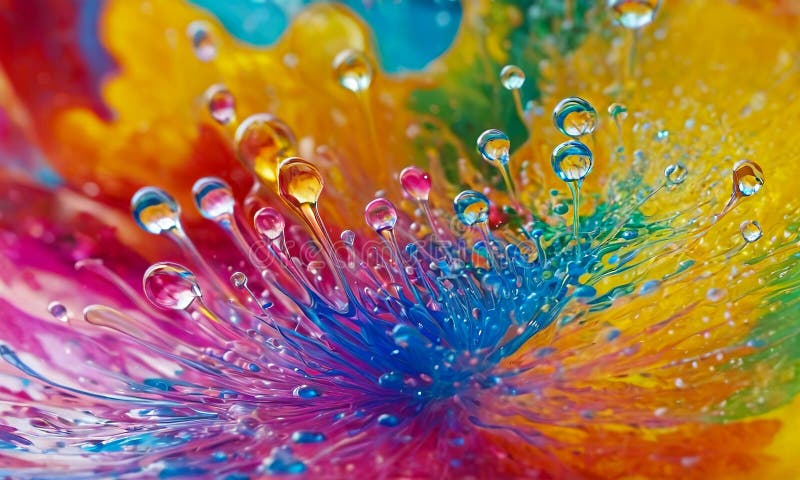 Bright Abstract Colorful Liquid Background with Splash, Drops and ...