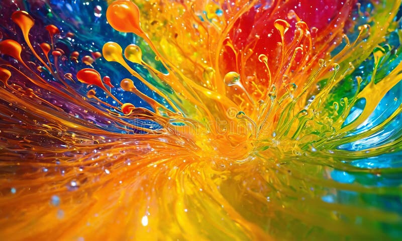 Bright Abstract Colorful Liquid Background with Splash, Drops and ...