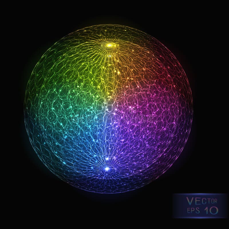 Bright Abstract Colorful Luminous Sphere on Dark Background. Stock ...