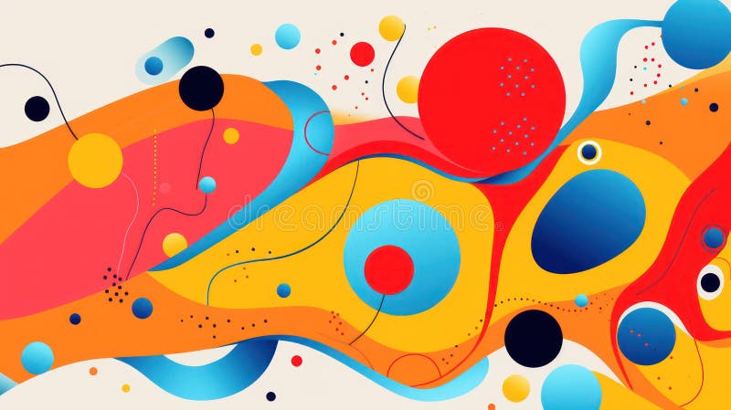 Bright Abstract Design with Curves, Dotted Lines, and Circles AI ...