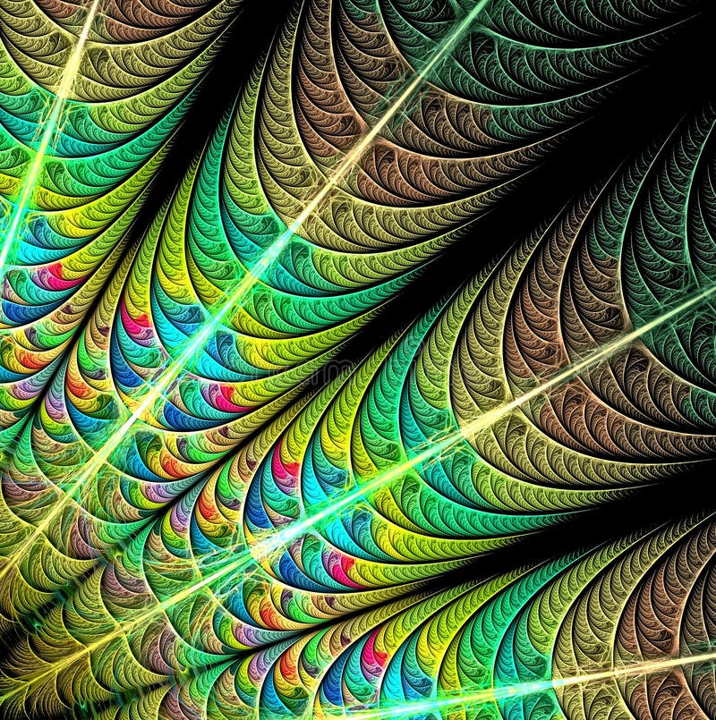 Bright Multi-color Abstract Fractal Background of Circles and Geometric ...