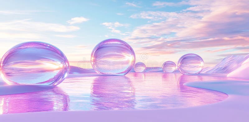 Surreal Planetary Landscape Galaxy Sky Floating Spheres Stock Photos ...