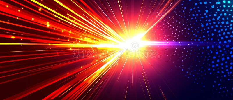 Bright Abstract Light Rays Burst Background Red Blue Energy Stock ...