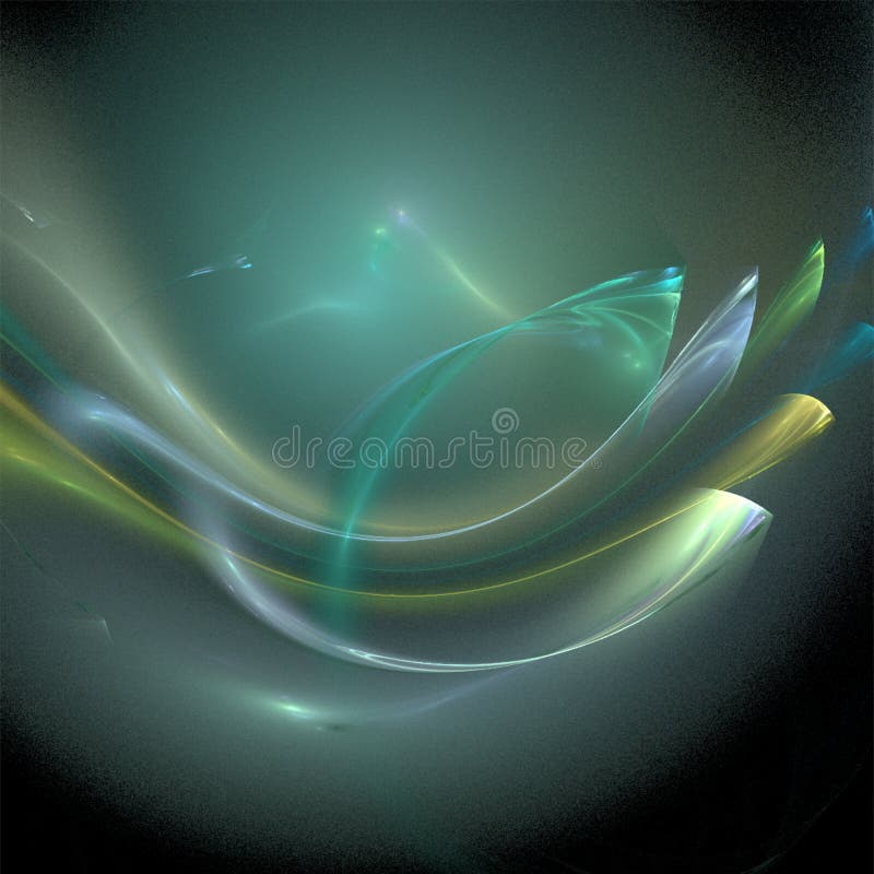 Bright Abstract Linear Background, Green Digital Drawing on Black ...