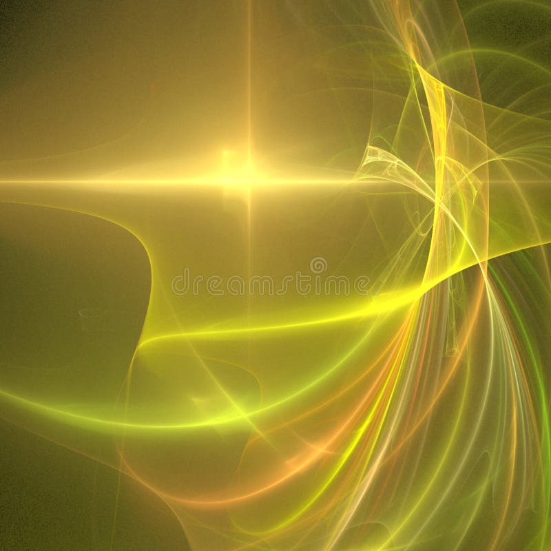 Bright Abstract Linear Background, Yellow-orange Digital Drawing on ...