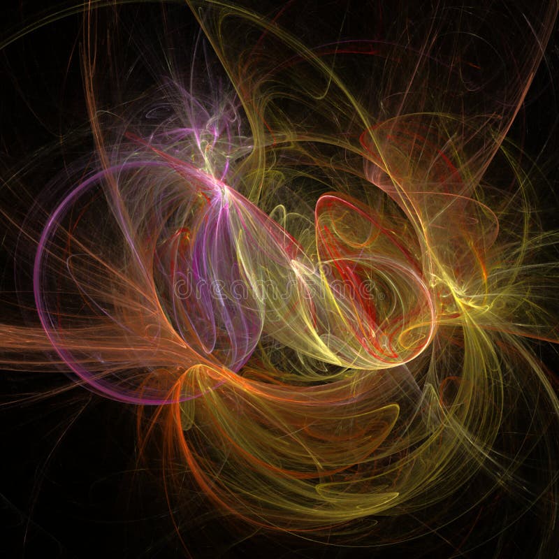 Bright Abstract Linear Background, Yellow-orange Digital Drawing on ...