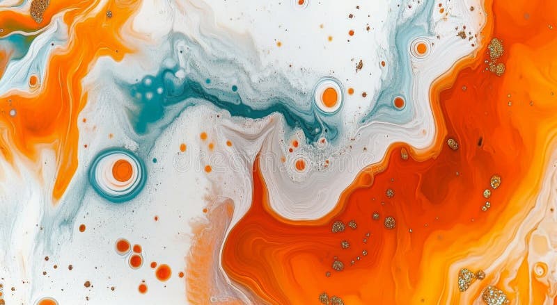 A Bright Abstract Marbled Background Displaying Dynamic Blue, Orange ...