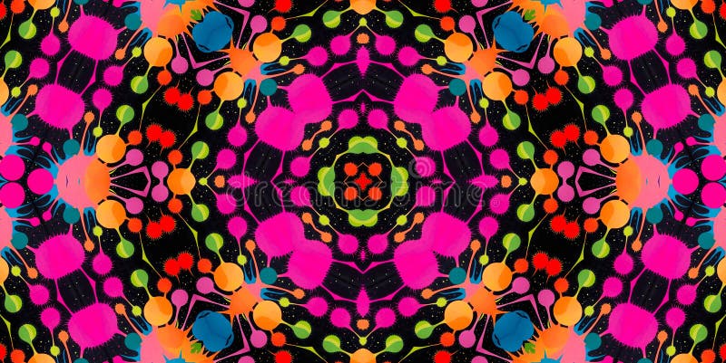 Bright Abstract Multicolor Pattern on Black Background Stock ...