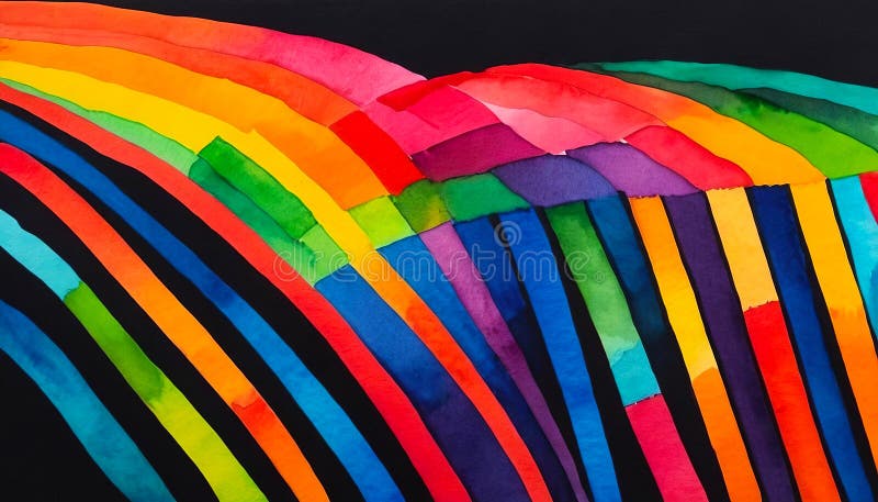 Bright Abstract Multicolored Pattern on Black Background Stock ...