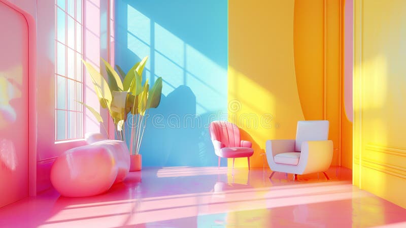 Bright Abstract Room Interior. Design of a Stylish Modern Room ...