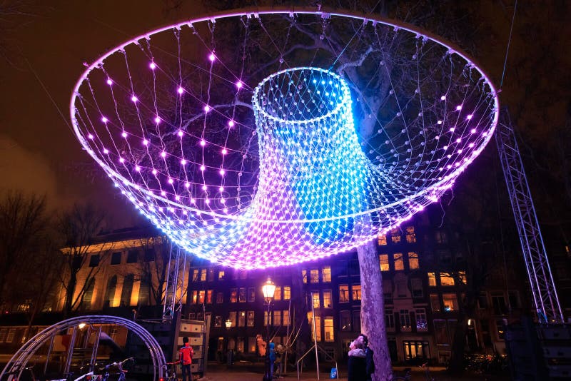 Bright Abstract Street Lights at Night Editorial Photography - Image of ...